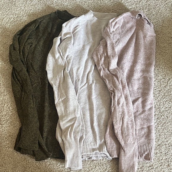 Express | Sweaters | Express Set Of 3 Sweaters Dark Green Light Gray ...